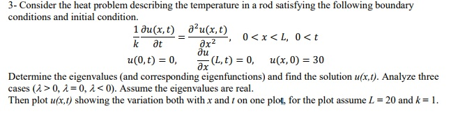 Solved 3- Consider the heat problem describing the | Chegg.com