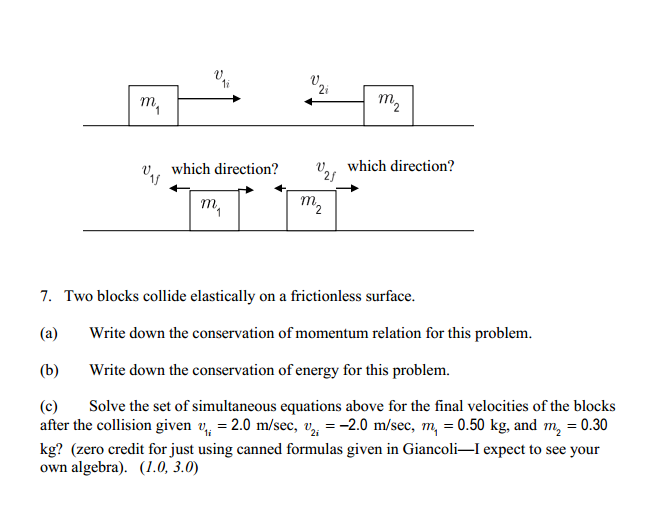 Solved Two blocks collide elastically on a frictionless | Chegg.com