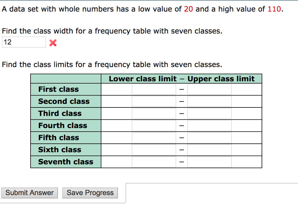 Solved A data set with whole numbers has a low value of 20 | Chegg.com