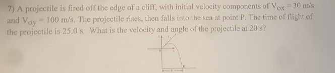 Solved A projectile is fired off the edge of a cliff, with | Chegg.com