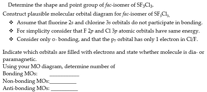 Solved Determine the shape and point group of fac-isomer of | Chegg.com