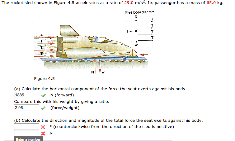 Solved The rocket sled shown n Figure 4.5 accelerates at a | Chegg.com