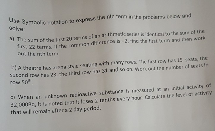 Solved press the nth term in the problems below and Se S | Chegg.com