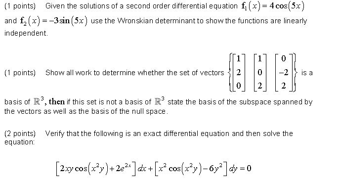 Solved Given the solutions of a second order differential | Chegg.com