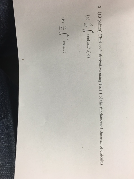 Solved Find each derivative using Part I of the fundamental | Chegg.com