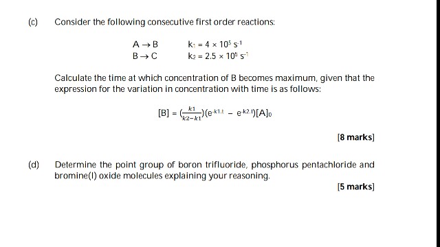 Solved )Consider the following consecutive first order | Chegg.com