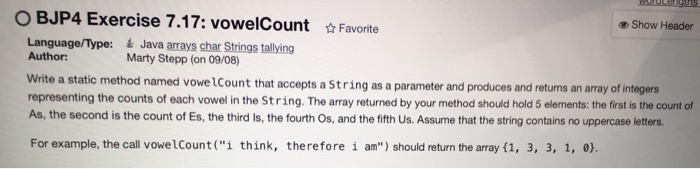 Solved Write a static method named vowel Count that accepts | Chegg.com