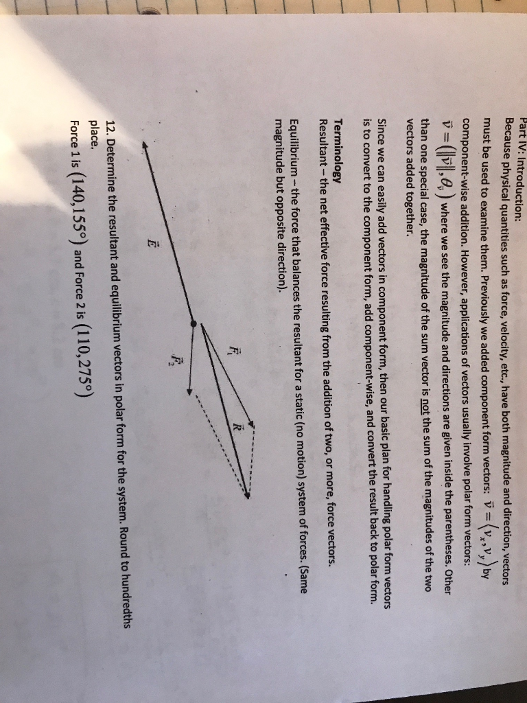 Solved determine the resultant and equilibrium vectors in | Chegg.com