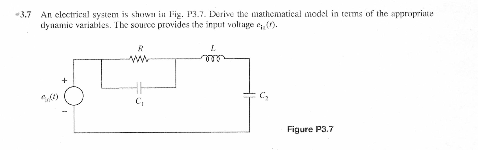 Solved An electrical system is shown in Fig. P3.7. Derive | Chegg.com