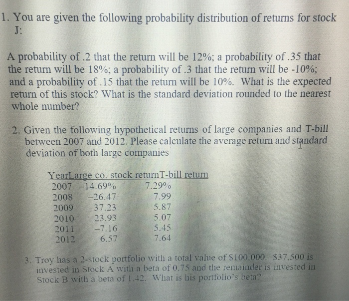 Solved 1. You are given the following probability | Chegg.com