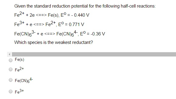 Solved Given the standard reduction potential for the | Chegg.com