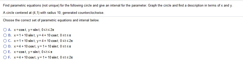 Solved Find parametric equations (not unique) for the | Chegg.com