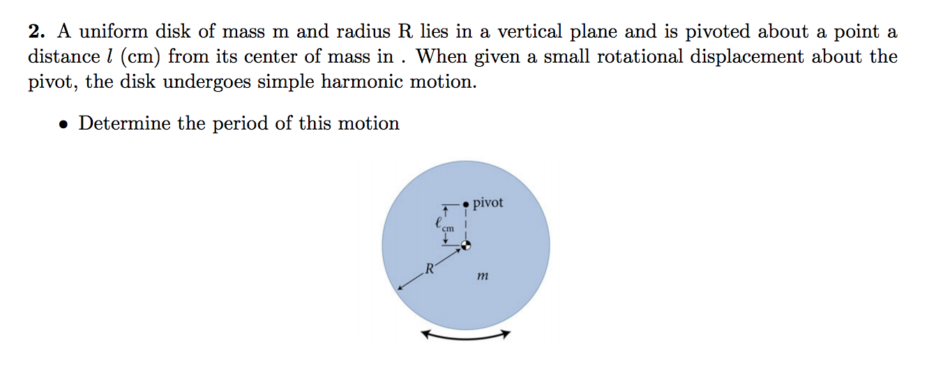 Solved 2. A uniform disk of mass m and radius R, lies in a | Chegg.com