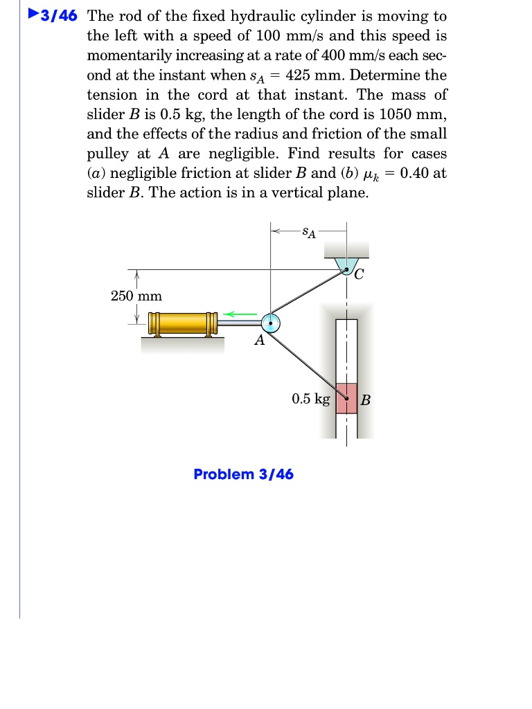 Solved The rod of the fixed hydraulic cylinder is moving to | Chegg.com