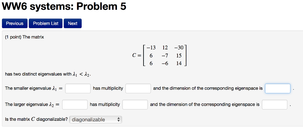 Solved WW6 systems: Problem 5 Previous Problem List Next (1 | Chegg.com