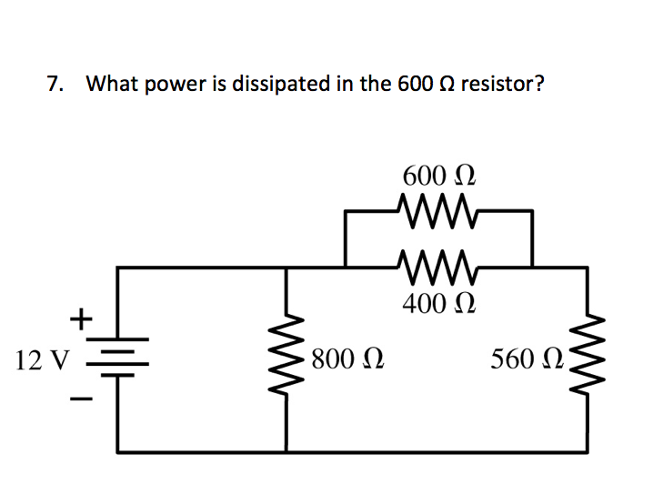 Solved What power is dissipated in the 600 Ohm resistor? | Chegg.com