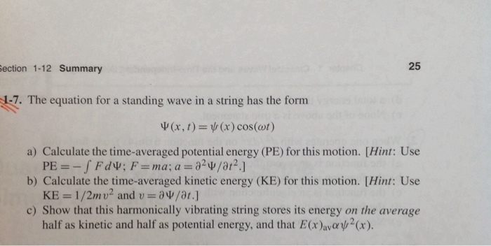 Solved The equation for a standing wave in a string has the | Chegg.com