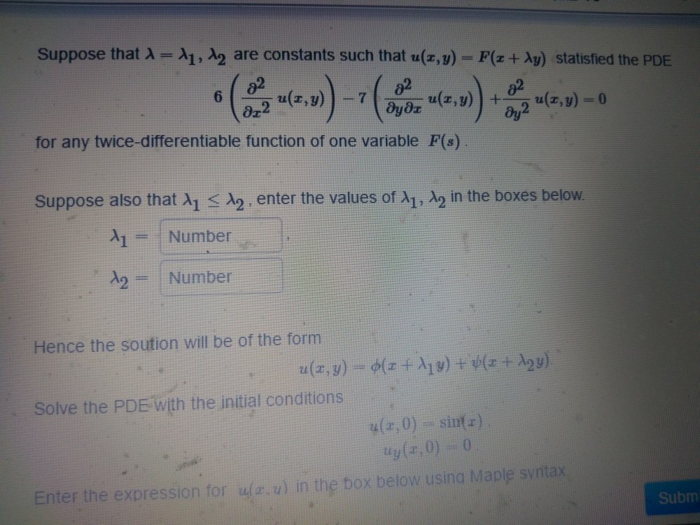 Solved Suppose that A A1, A2 are constants such that u(z,y) | Chegg.com