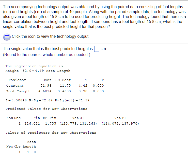 Solved The accompanying technology output was obtained by | Chegg.com