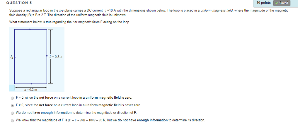 Solved QUESTION5 Suppose a rectangular loop in the x-y plane | Chegg.com