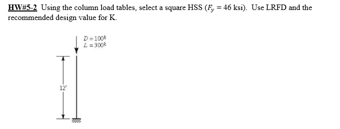 Solved Hw#5-2 Using the column load tables, select a square | Chegg.com