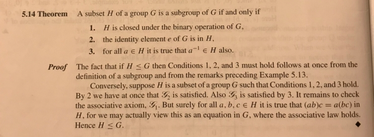 Solved 5.14 Theorem A subset H of a group G is a subgroup of | Chegg.com