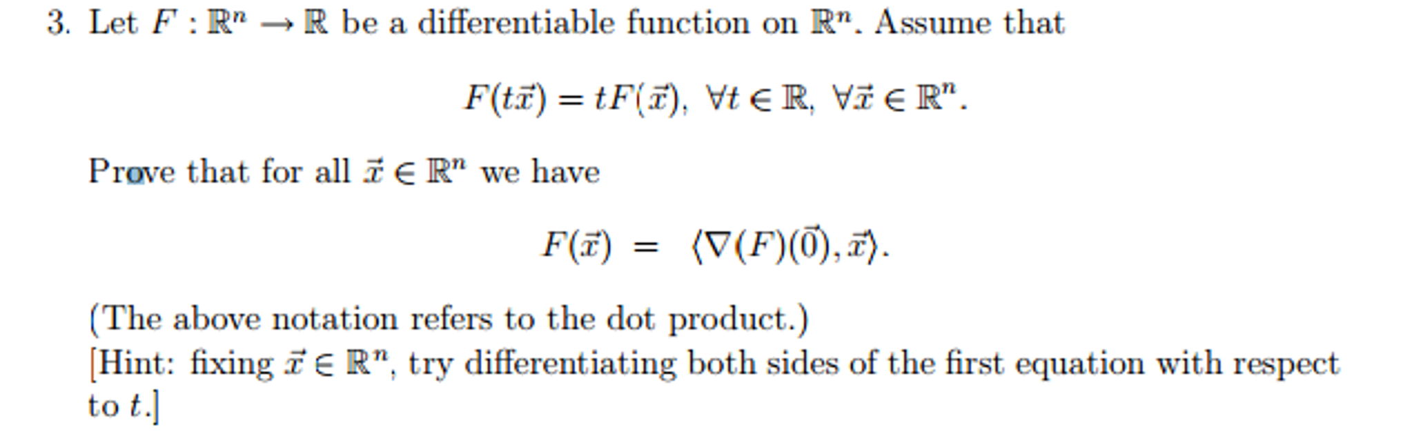 Solved Let F: R^n rightarrow R be a differentiable function | Chegg.com