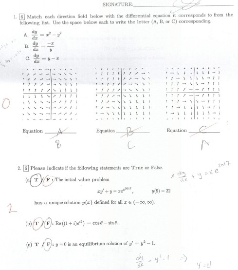 Solved SIGNATURE Match each direction field below with the | Chegg.com