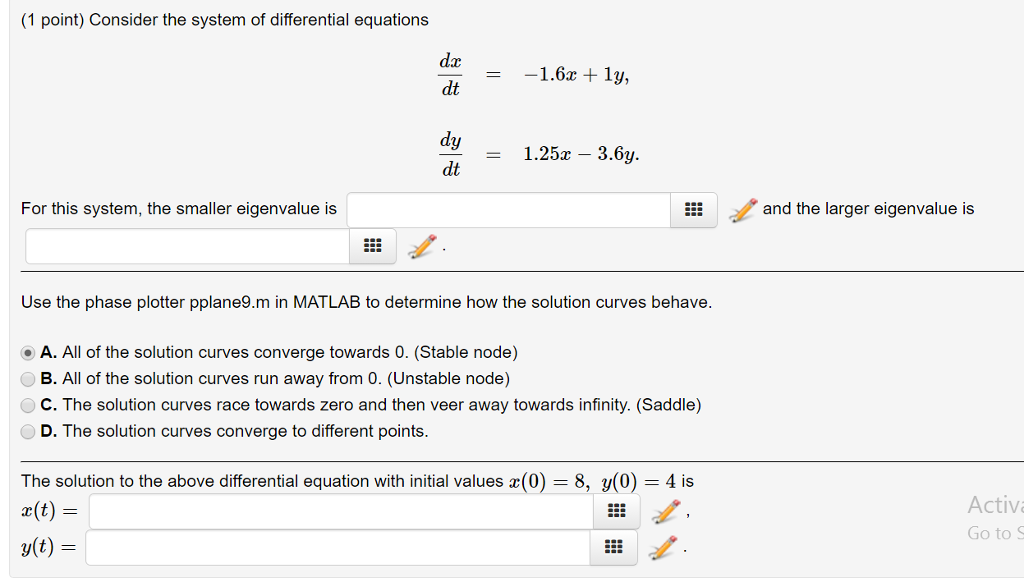 Solved Consider the system of differential equations dx/dt | Chegg.com