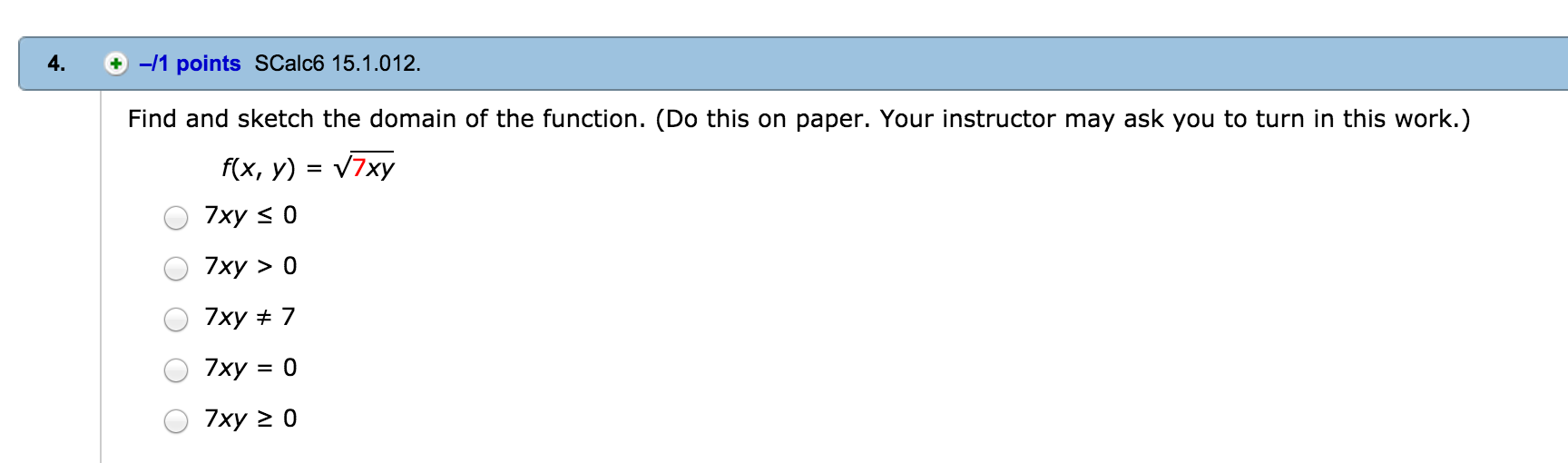 Solved Find and sketch the domain of the function. (Do this | Chegg.com