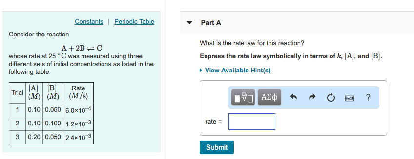 Solved Constants Periodic Table Part A Consider the reaction | Chegg.com