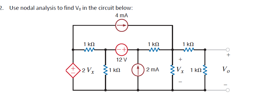 Solved Use nodal analysis to find Vo in the circuit below: 4 | Chegg.com