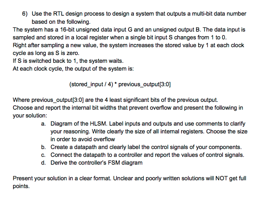 Solved Use The RTL Design Process To Design A System That Chegg Solved Use The RTL Design Process To Design A System That Chegg