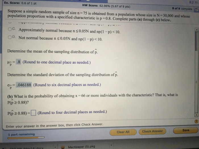 Solved Suppose a simple random sample of size n 75 is | Chegg.com
