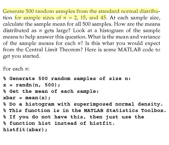 Generate 500 random samples from the standard normal | Chegg.com