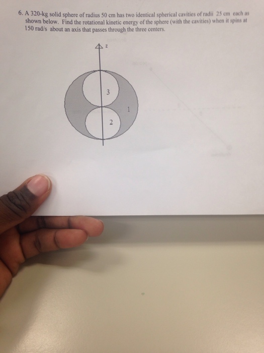 Solved A 320 - kg solid sphere of radius 50 cm has two | Chegg.com