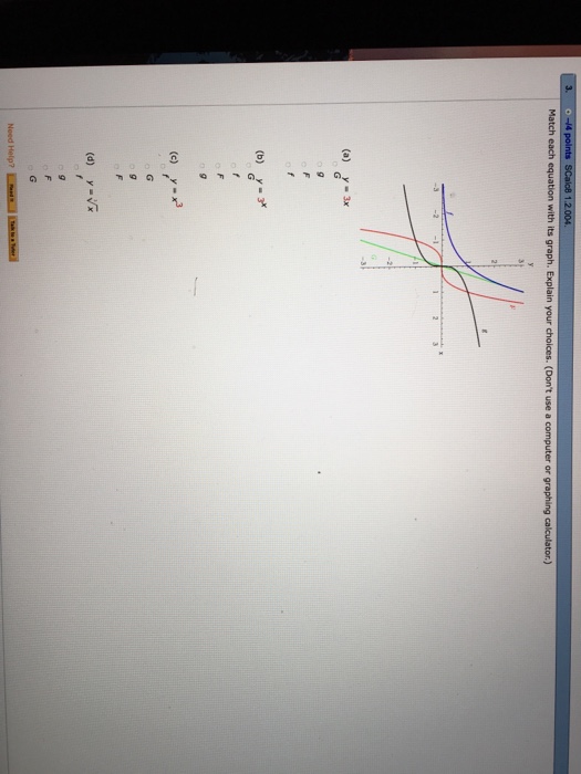 Solved Match each equation with its graph. Explain your | Chegg.com