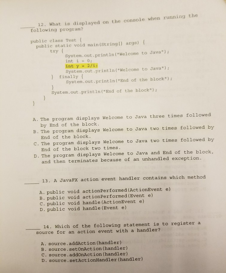 Solved 12 What Is Displayed On The Console When Running The 