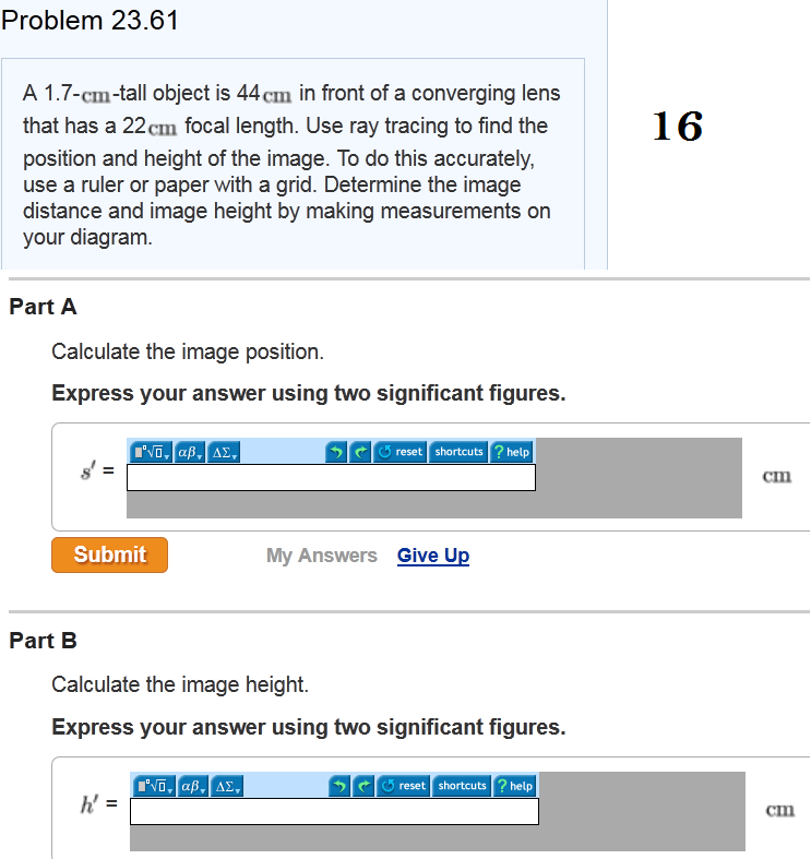Solved A 1.7-cm-tall object is 44cm in front of a converging | Chegg.com
