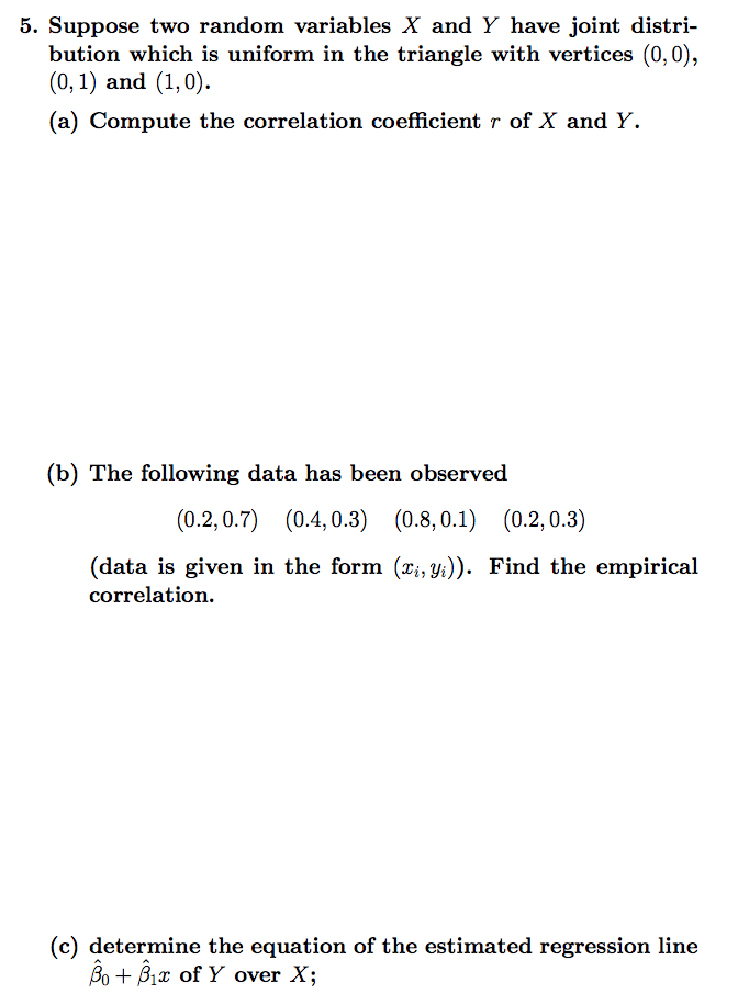Solved 5. Suppose two random variables X and Y have joint | Chegg.com