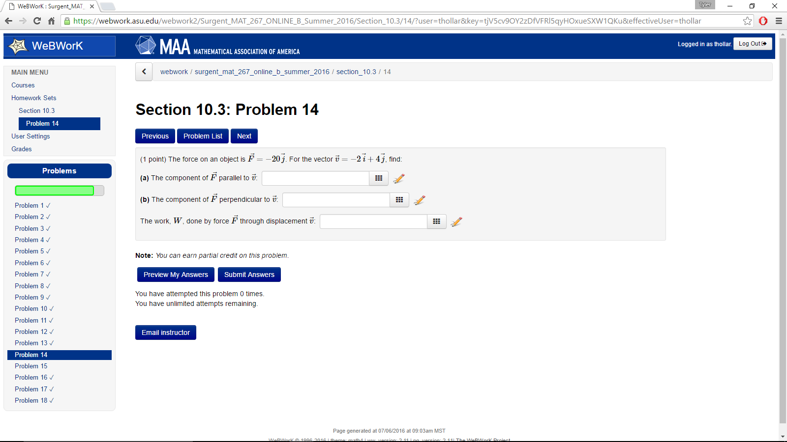 Solved D WeBWork Surgent MAT x C fi https:// asu.edu MAT 267 | Chegg.com
