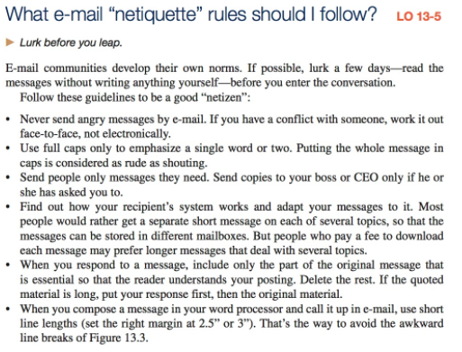 What e-mail "netiquette" rules should I follow? Lo | Chegg.com