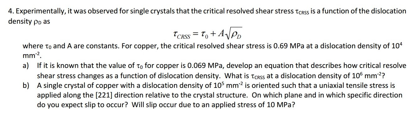Solved Experimentally, it was observed for single crystals | Chegg.com