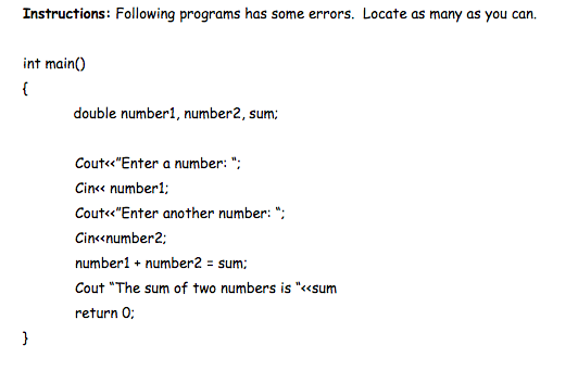 Solved Following Programs Has Some Errors Locate As Many As 