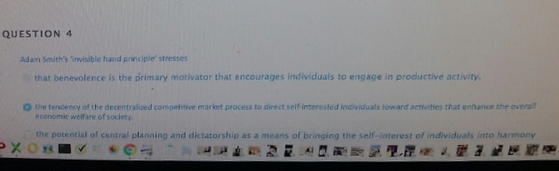 Solved Adam Smith's invisible hand principle' stresses that | Chegg.com