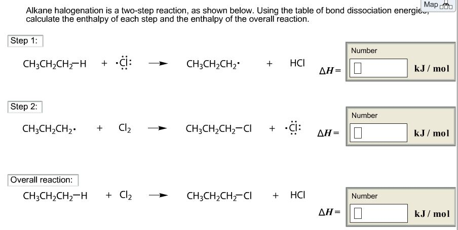 Solved Alkane halogenation is a two-step reaction, as shown | Chegg.com