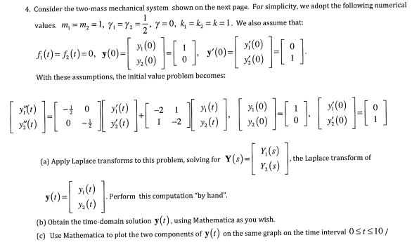 Solved Consider the two-mass mechanical system shown on the | Chegg.com