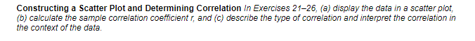 Solved Constructing a Scatter Plot and Determining | Chegg.com