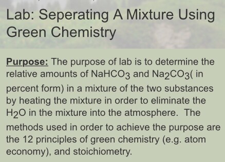 Solved separating mixture using green chemistry lab report. | Chegg.com