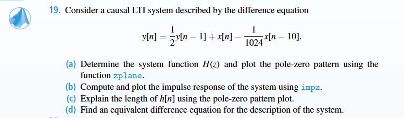Solved 19. Consider a causal LTI system described by the | Chegg.com